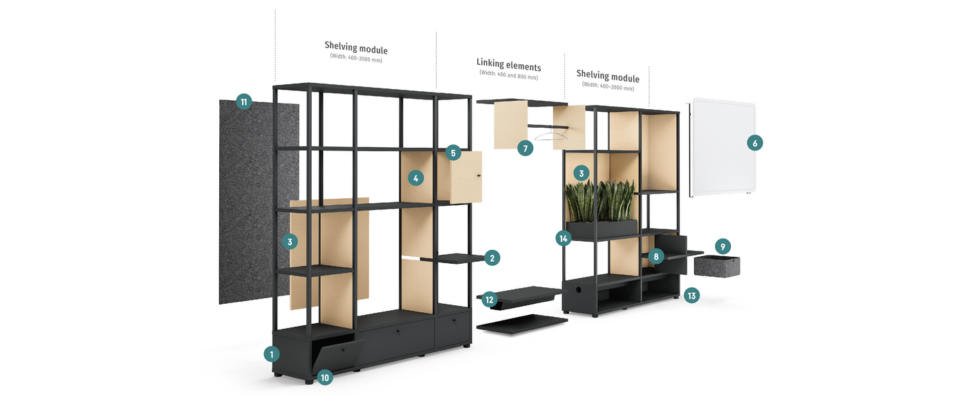 se:matrix | the modular shelving system kit to maximise space